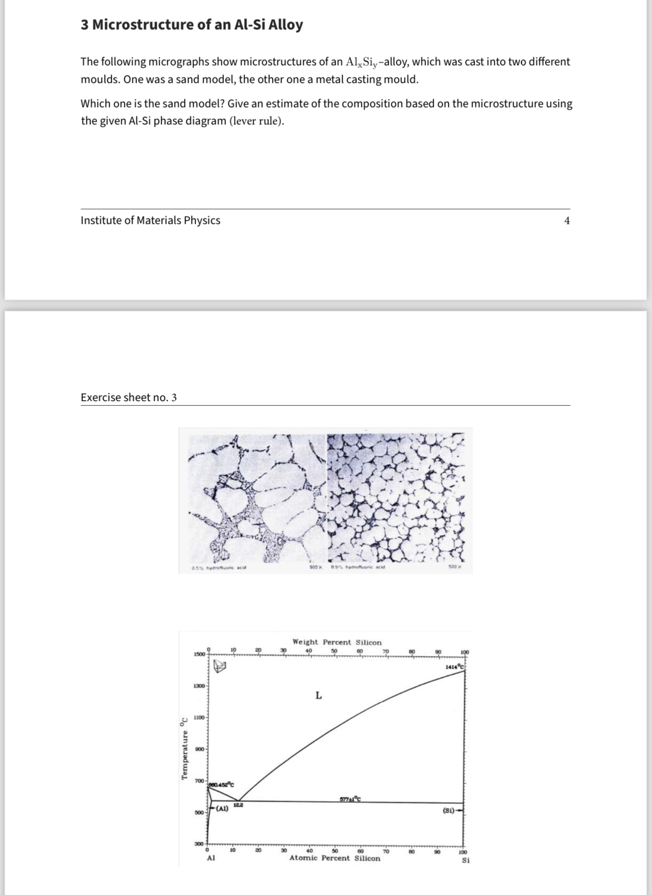 Solved 3 ﻿Microstructure of an Al-Si AlloyThe following | Chegg.com