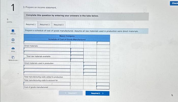 Solved 3. Prepare an income statement. Complete this | Chegg.com