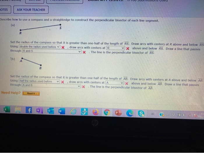 Solved OTES ASK YOUR TEACHER Describe how to use a compass | Chegg.com