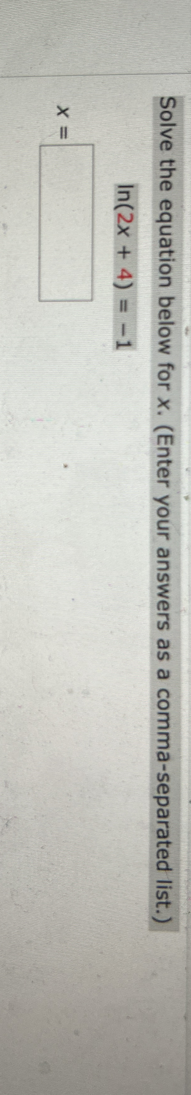 Solved Solve the equation below for x. (Enter your answers | Chegg.com