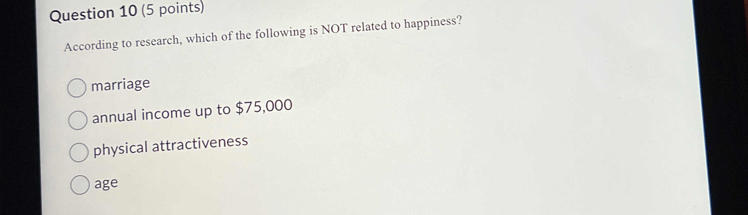 Solved Question 10 (5 ﻿points)According to research, which | Chegg.com