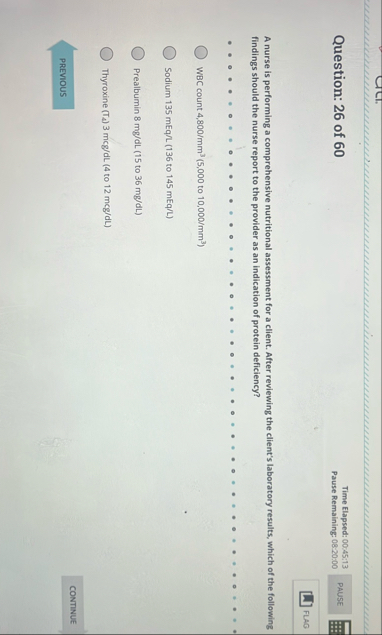 Solved Question: 26 ﻿of 60Time Elapsed: 00:45:13Pause | Chegg.com
