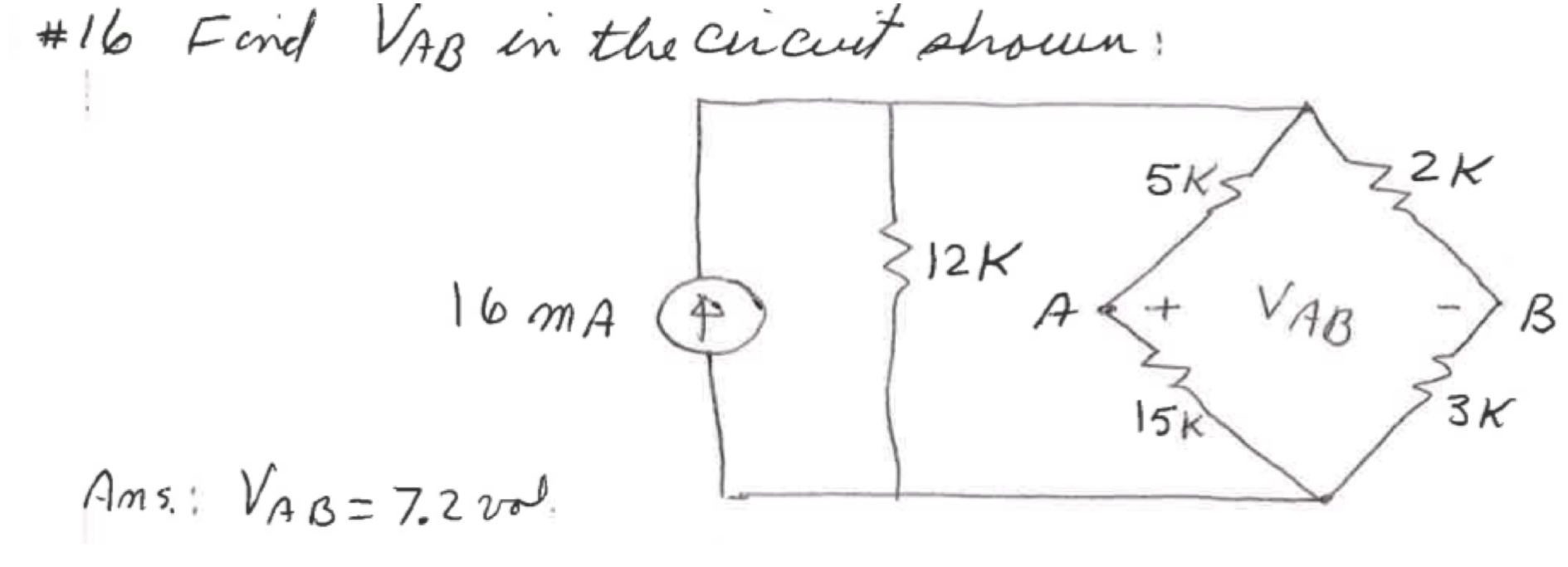 Solved #16 ﻿Find VAB ﻿in the circuit shown:Ans:: VAB=7.2 | Chegg.com