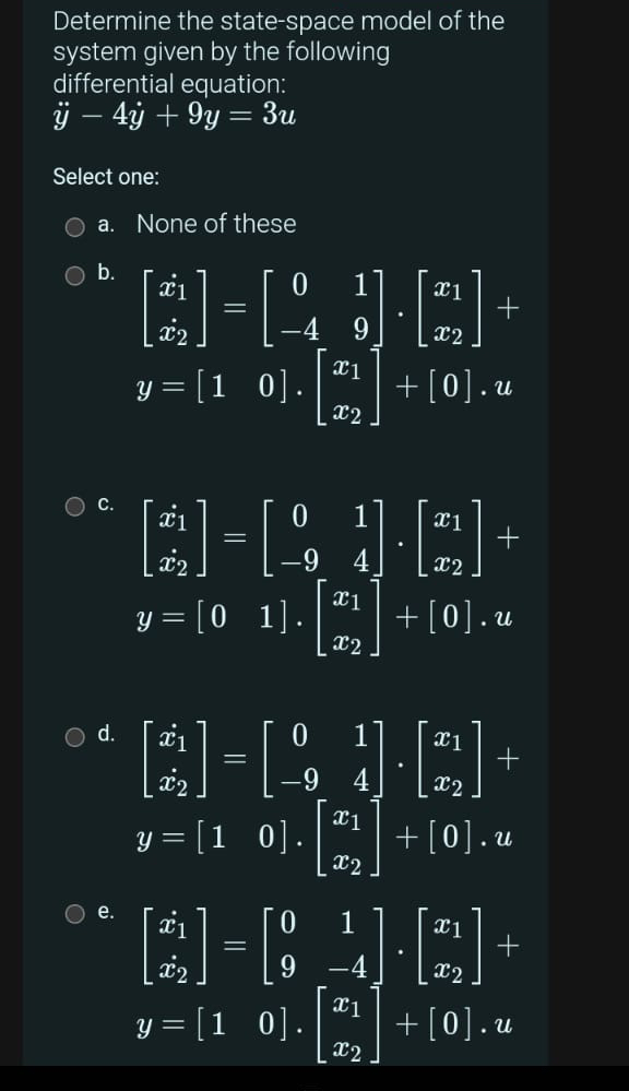 Solved Determine the state-space model of the system given | Chegg.com