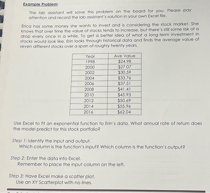 Solved Example Problem The lab assistant will solve this | Chegg.com