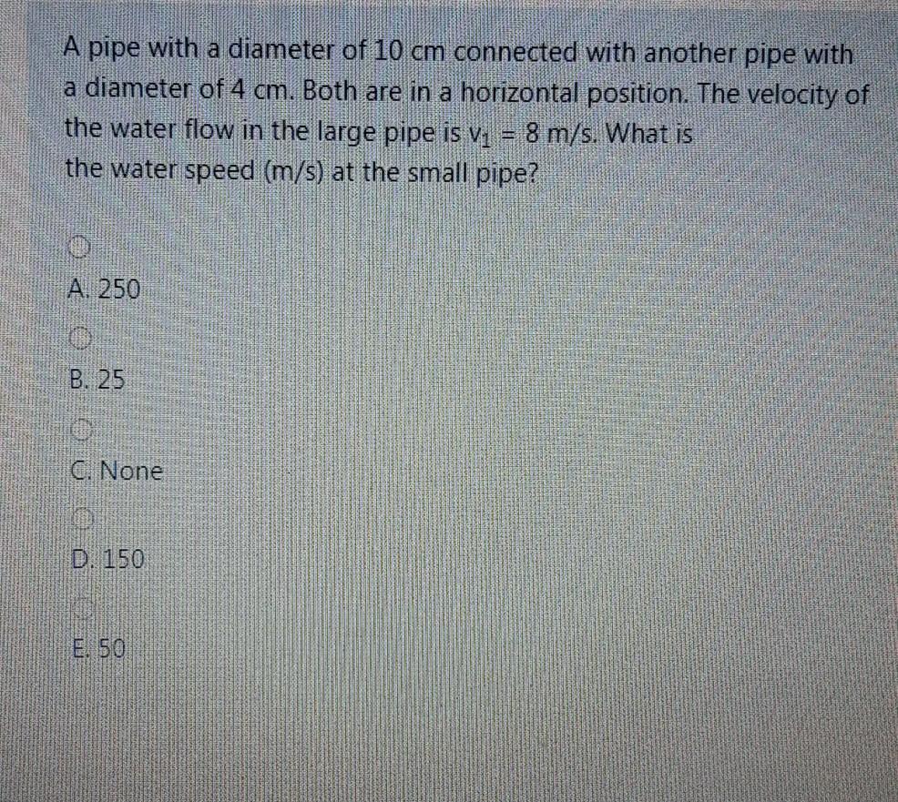 Solved A pipe with a diameter of 10 cm connected with | Chegg.com