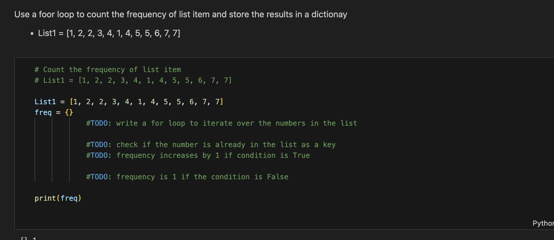 Solved Use A Foor Loop To Count The Frequency Of List Item 7340
