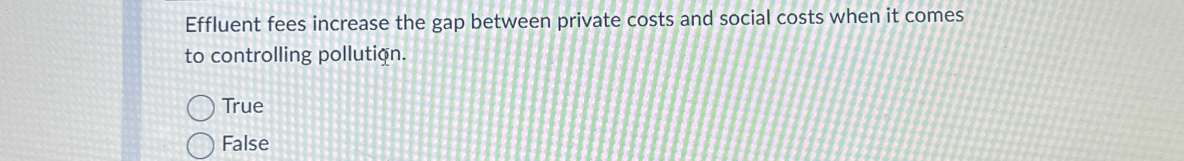 Solved Effluent fees increase the gap between private costs | Chegg.com
