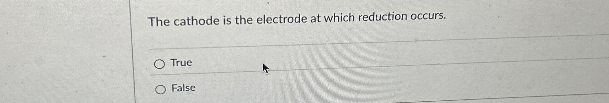 Solved The cathode is the electrode at which reduction | Chegg.com