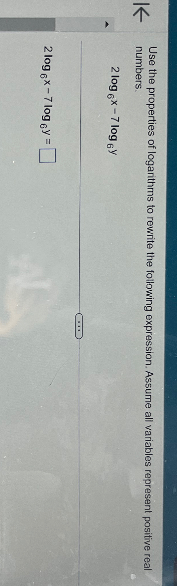 Solved Use the properties of logarithms to rewrite the | Chegg.com