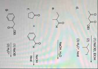 Solved ubrace( O~ ubrace)OEt (1) ﻿NaOEI, EIOH(2)d.(3) H3O , | Chegg.com