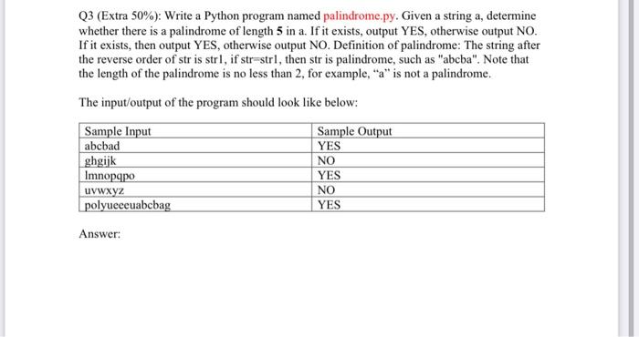 Solved Q3 (Extra 50% ): Write a Python program named | Chegg.com