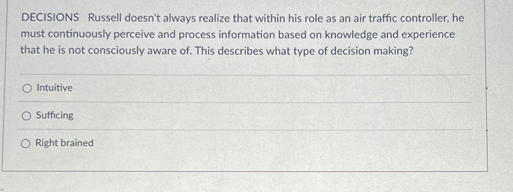 Solved DECISIONS Russell doesn't always realize that within | Chegg.com