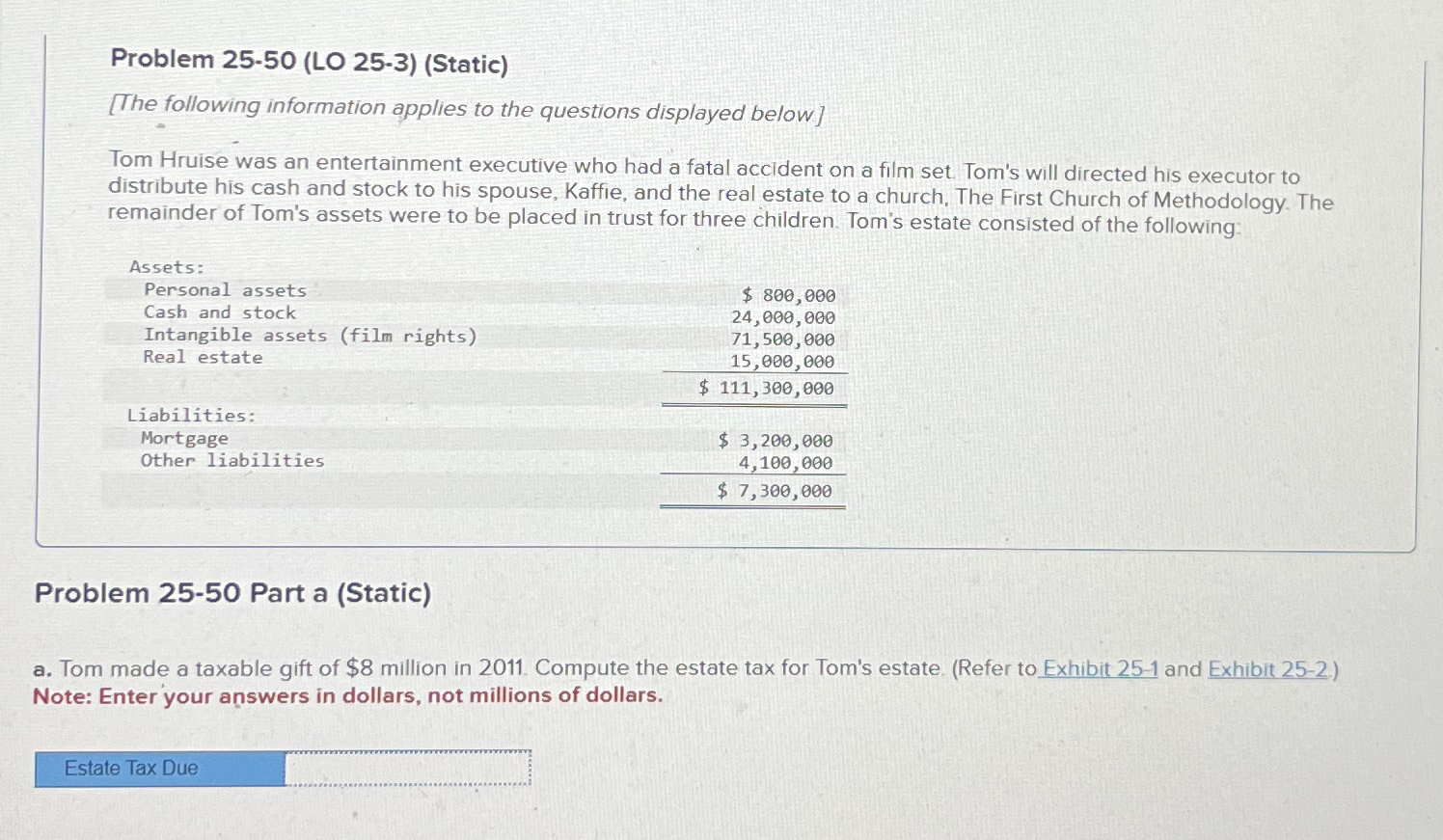 Problem 25-50 (LO 25-3) (Static)[The following | Chegg.com