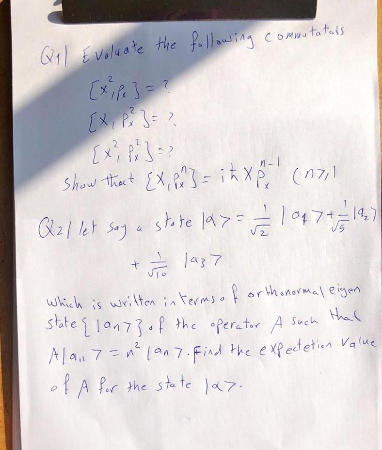 Solved Q11 Evaluate The Following Commutators 2 2 Exp]