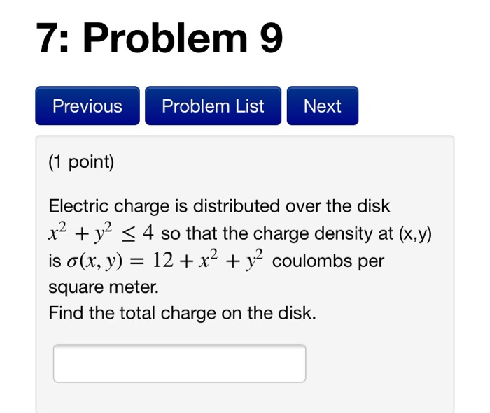 Solved 7: Problem 9 Previous Problem List Next (1 point) | Chegg.com