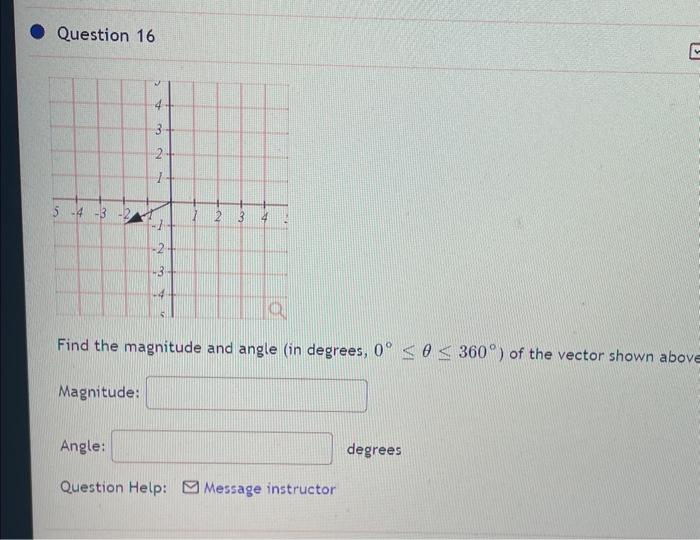 Solved Question 16 Find the magnitude and angle (in degrees, | Chegg.com