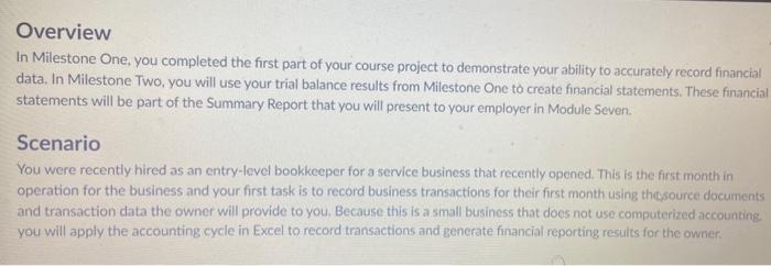 Solved Overview In Milestone One, you completed the first | Chegg.com