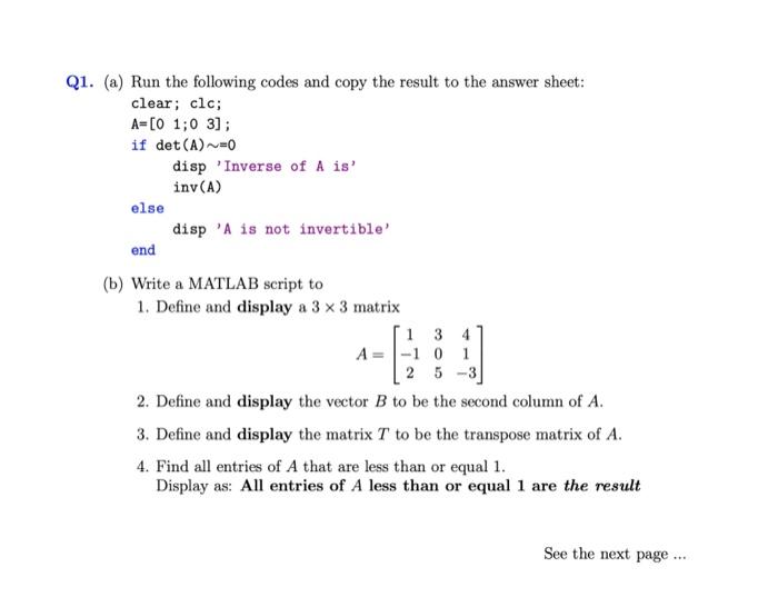 Solved Q1. (a) Run the following codes and copy the result | Chegg.com