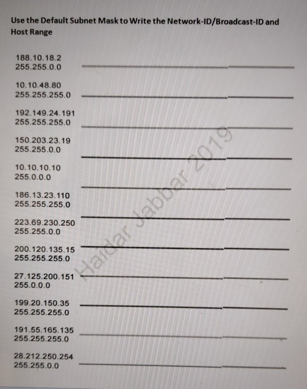 Solved Use the Default Subnet Mask to Write the | Chegg.com