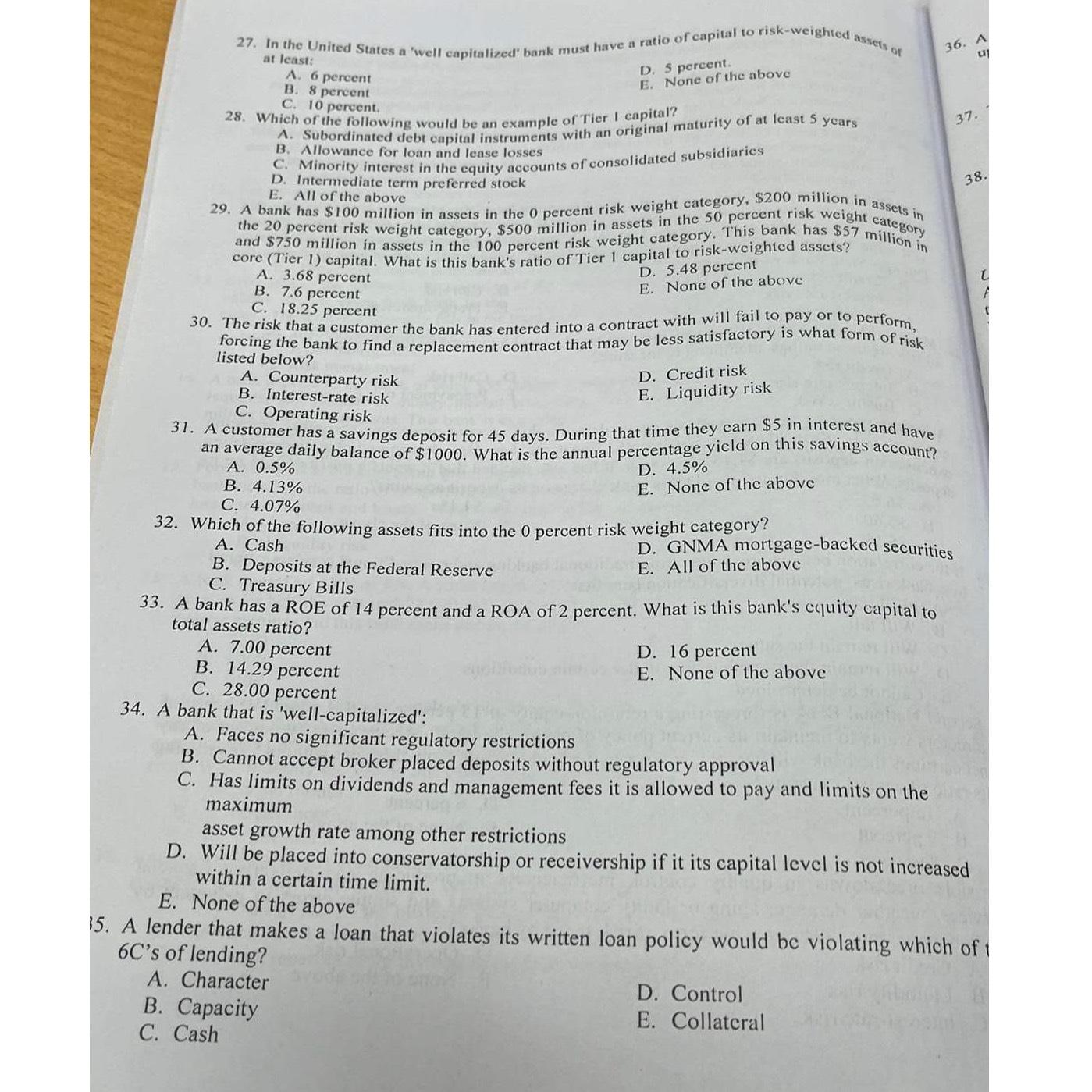 Solved In the United States a 'well capitalized' bank must | Chegg.com