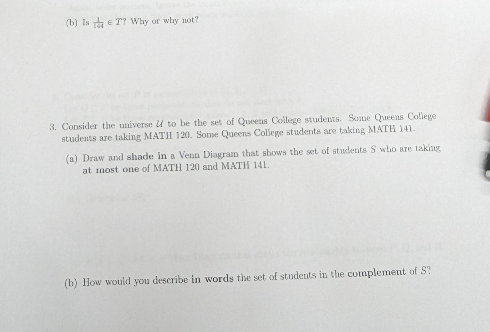 (b) Is 1441∈T ? Why or why not? 3. Consider the | Chegg.com
