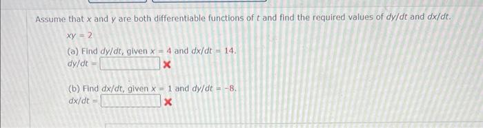 [solved] 1 Assume That X And Y Are Both Differentiable Func
