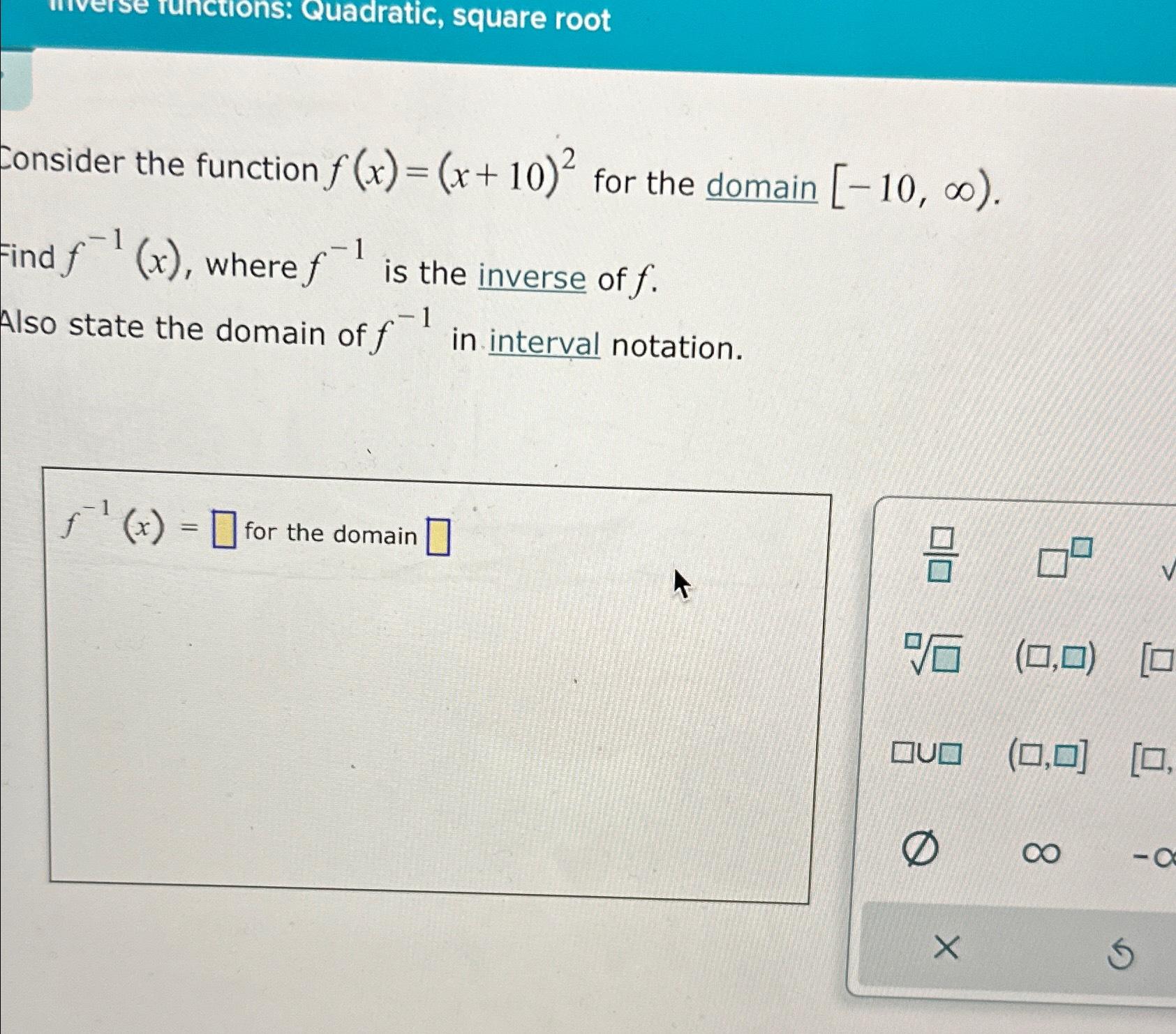 Solved Quadratic, square rootConsider the function | Chegg.com