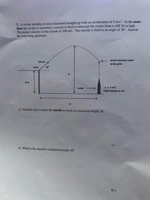 Solved 3. A rocket initially at rest is launched straight up | Chegg.com