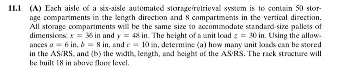 Solved 1.1 (A) Each aisle of a six-aisle automated | Chegg.com