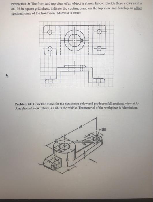 Solved Problem # 1: Produce front and top views of the part | Chegg.com