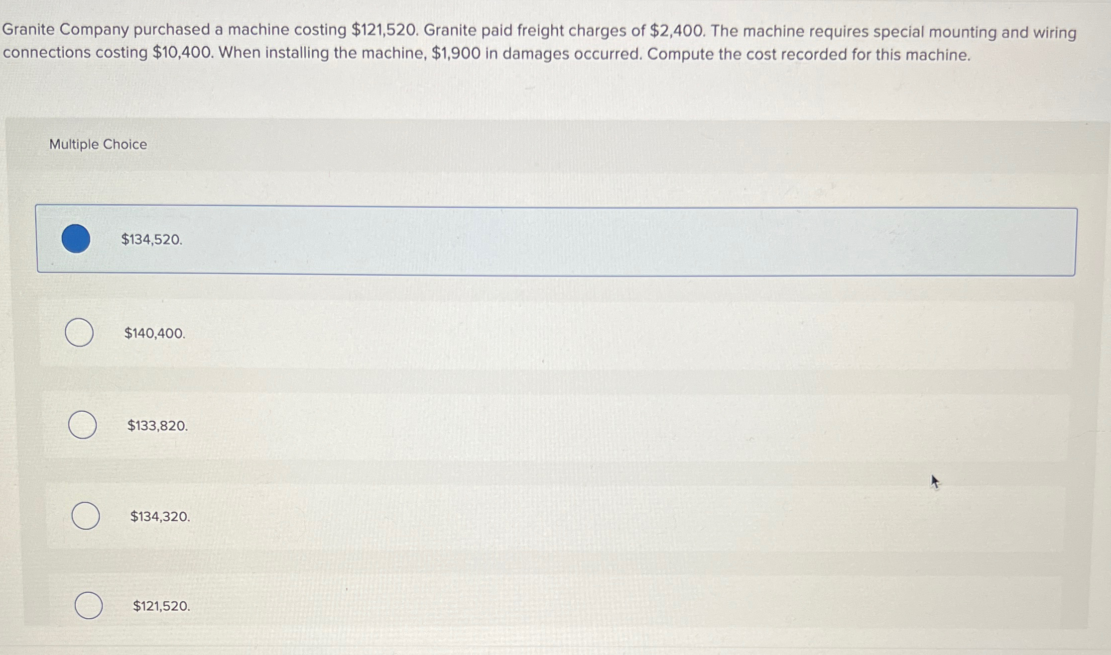 Solved Granite Company purchased a machine costing $121,520. | Chegg.com