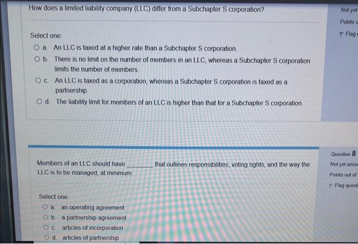 How does a limited liability company (LLC) differ | Chegg.com