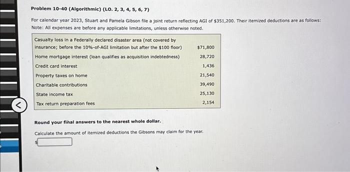 Solved Problem 10-40 (Algorithmic) (Lo. 2, 3, 4, 5, 6, 7) | Chegg.com