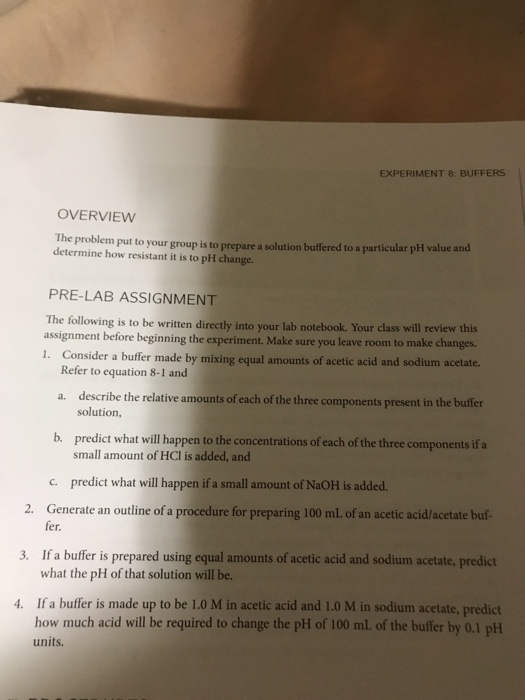 Solved EXPERIMENT 8: BUFFERS OVERVIEW me problem put to your | Chegg.com