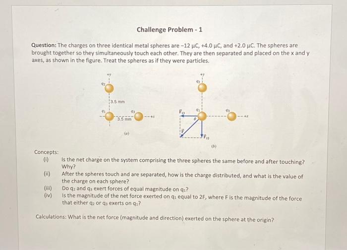 Solved Challenge Problem - 1 Question: The charges on three | Chegg.com