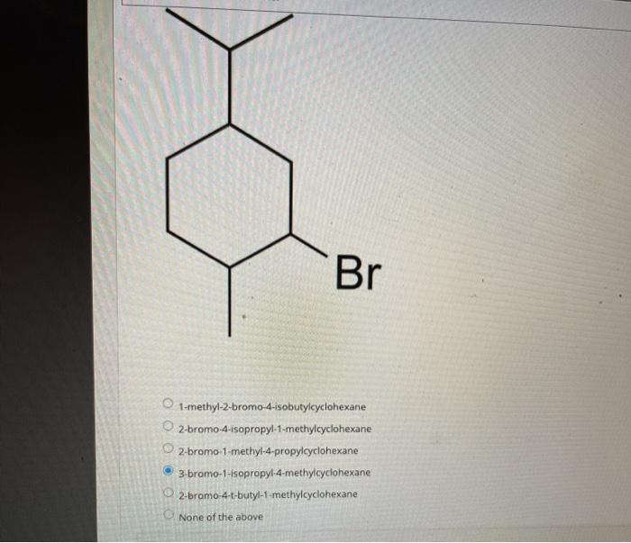 Solved Br 1-methyl-2-bromo-4-isobutylcyclohexane | Chegg.com
