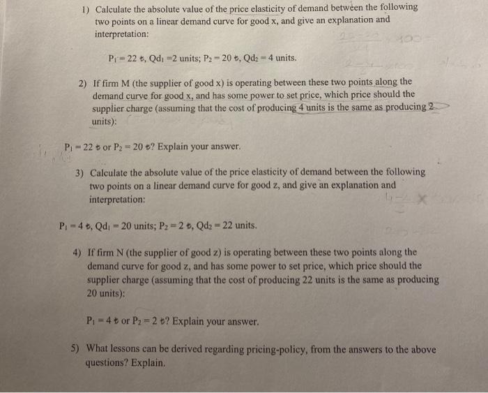Solved 1) Calculate the absolute value of the price | Chegg.com