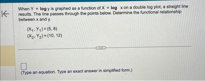 Solved When Y=logy is graphed as a function of X=logx on a | Chegg.com