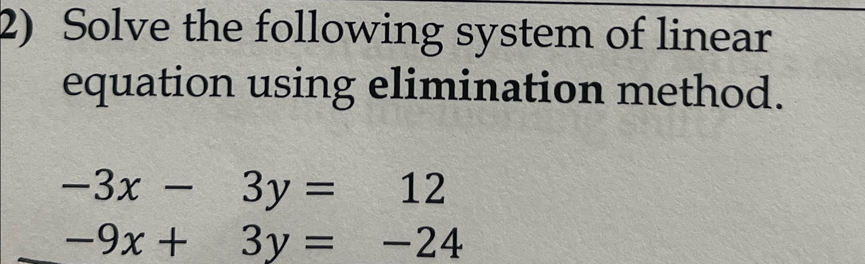 Solved Solve the following system of linear equation using | Chegg.com