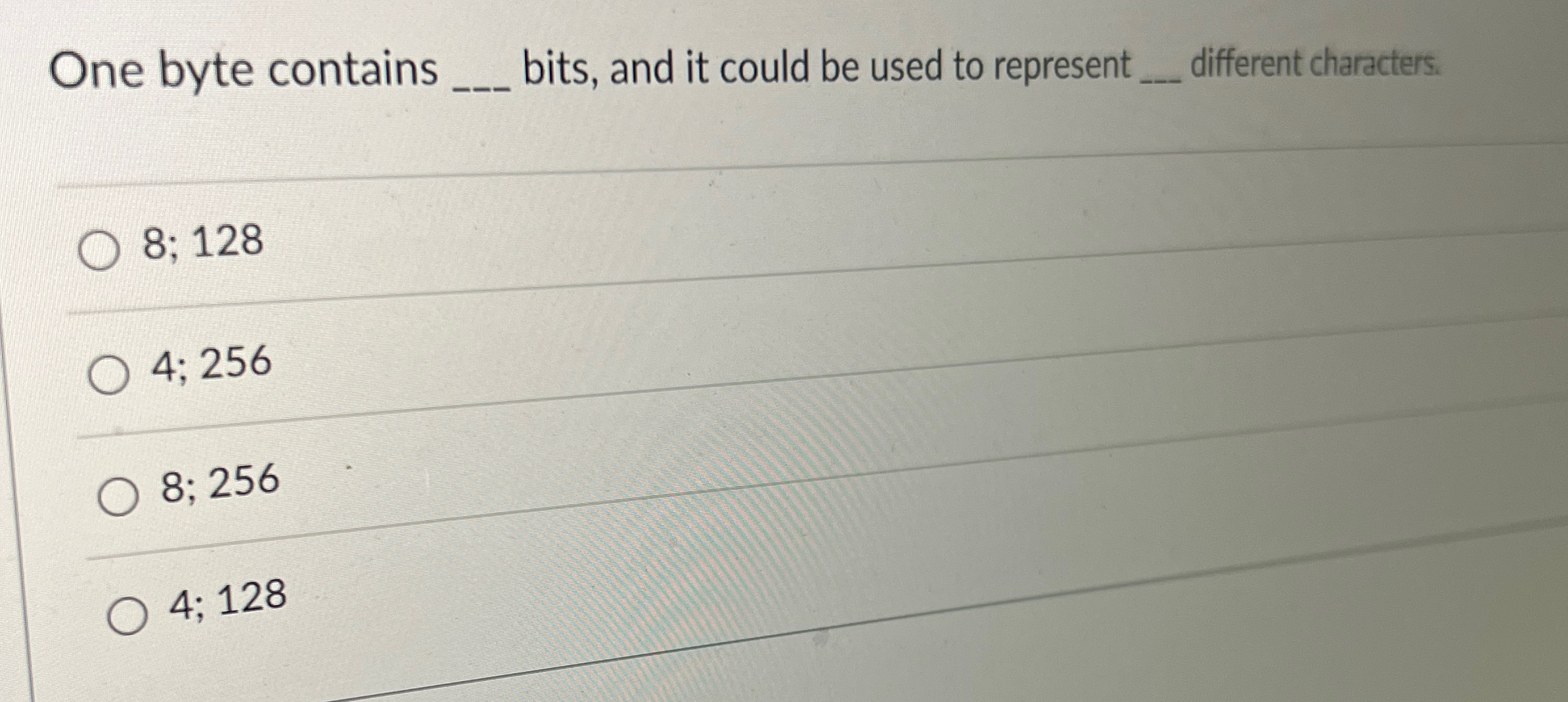 Solved One byte contains q, ﻿bits, and it could be used to | Chegg.com