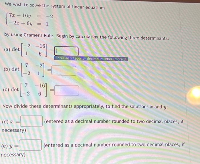 Solved We wish to solve the system of linear equations | Chegg.com
