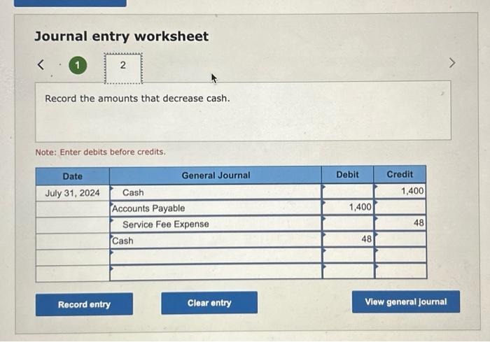 Solved Journal entry worksheet Note: Enter debits before | Chegg.com