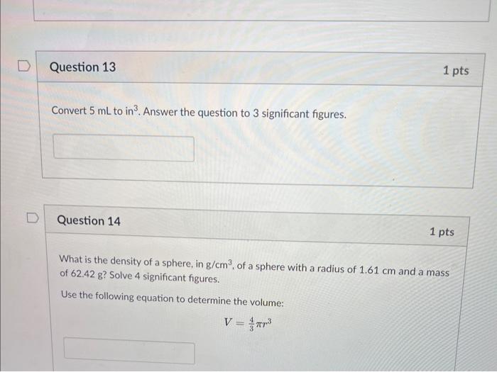 Solved Convert 5 mL to in 3. Answer the question to 3 | Chegg.com
