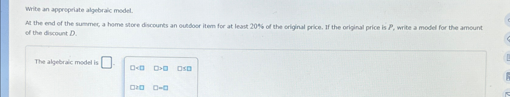 Write an appropriate algebraic model.At the end of | Chegg.com