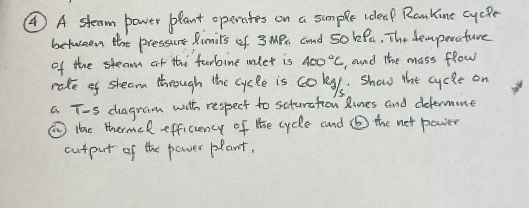 Solved (4) ﻿A stam power plant operites on a somplf udeal | Chegg.com
