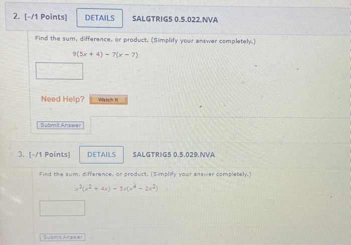 Solved Find the sum, difference, or product. (Simplify your | Chegg.com