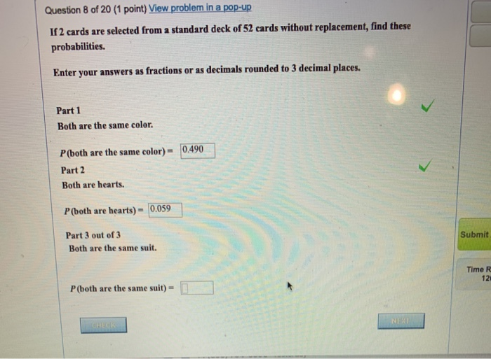 Solved Question 8 of 20 (1 point) View problem in a pop-up | Chegg.com