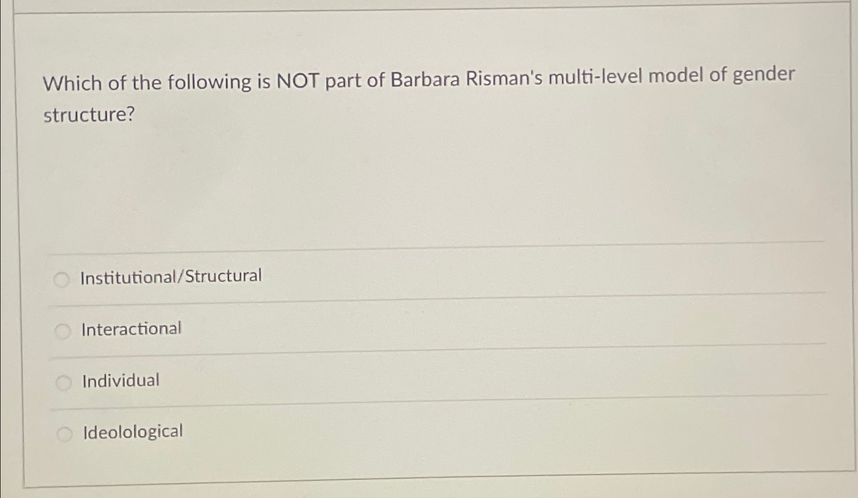 Solved Which of the following is NOT part of Barbara | Chegg.com