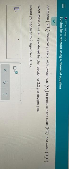 Solved O STOICHIOMETRY Solving for a reactant using a | Chegg.com